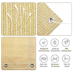 ABOSUN Outdoor Sun Shade Cloth, 6’ x 12’, Pergola, Deck, and Backyard Patio Sunshade with UV Protection, Heat Resistant HDPE Material, Reinforced Grommets (6x12 FT,Wheat)