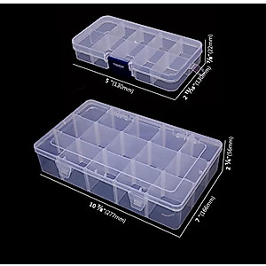 Ginsco 4 Pack Clear Plastic Adjustable Divider Organizer Multifunction Box Storage Container Set for Beads Earrings Jewelry DIY Crafts Loom Bands Office supplies Fishing Tackle Hand Tool
