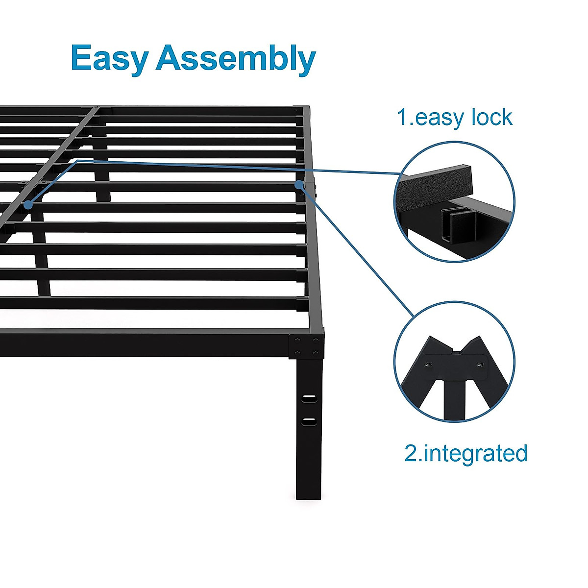 AUTSTA Full Size Bed Frame No Box Spring Needed,Bed Frame Full Size Esay Assembly, Heavy Duty Metal Bed Frame Full Size with Storage,Full Platform Bed Frame Noise Free