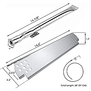 Hisencn 304 Stainless Steel Grill Parts for Home Depot Nexgrill 4 Burner 720-0830H 720-0783E, 5 Burner 720-0888N Grill Burner, Heat Plate, 17 inch Grill Cooking Griddle Replacement Kit