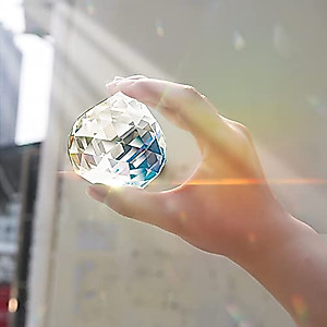 MerryNine Clear Crystal Ball Prism Sun Shine Catcher Rainbow Pendants Maker, Hanging Crystals Prisms for Windows, for Feng Shui, for Gift(80mm/3.15" 1pack)