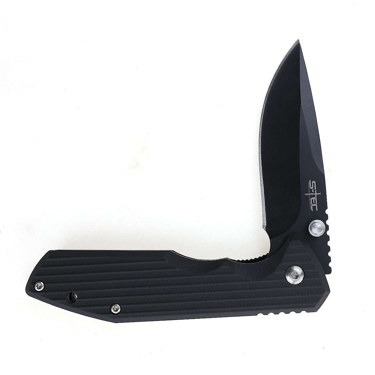 S-TEC G10 Handle Pocket Folding Knife with G10 Handle and Pocket Clip, 3.0 inch 440 Stainless Steel Blade, Thumb Stud, Smooth Nylon Pivot, 7.4 inch overall length, TS019 (Black)