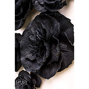 Letjolt Artificial Black Paper Flower Decorations for Wall Backdrop Wedding Birthday Baby Shower Bridal Shower Nursery Decor(Black Set 6)