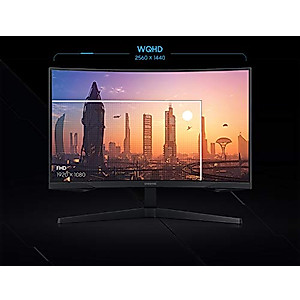 Samsung 32” Odyssey G5 Gaming Monitor, WQHD (2560x1440), 144Hz, Curved, 1ms, HDMI, Display Port, AMD FreeSync Premium, HDR10, LC32G55TQWNXZA, Black