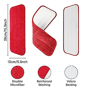 Microfiber Spray Mop Pads Replacement Compatible with Swiffer PowerMop - MEXERRIS Floor Cleaning Mops Heads Replacement Washable Flat Mop Refills Fit for All Spray Mops & Reveal Mop, 7 Pack/Set Red