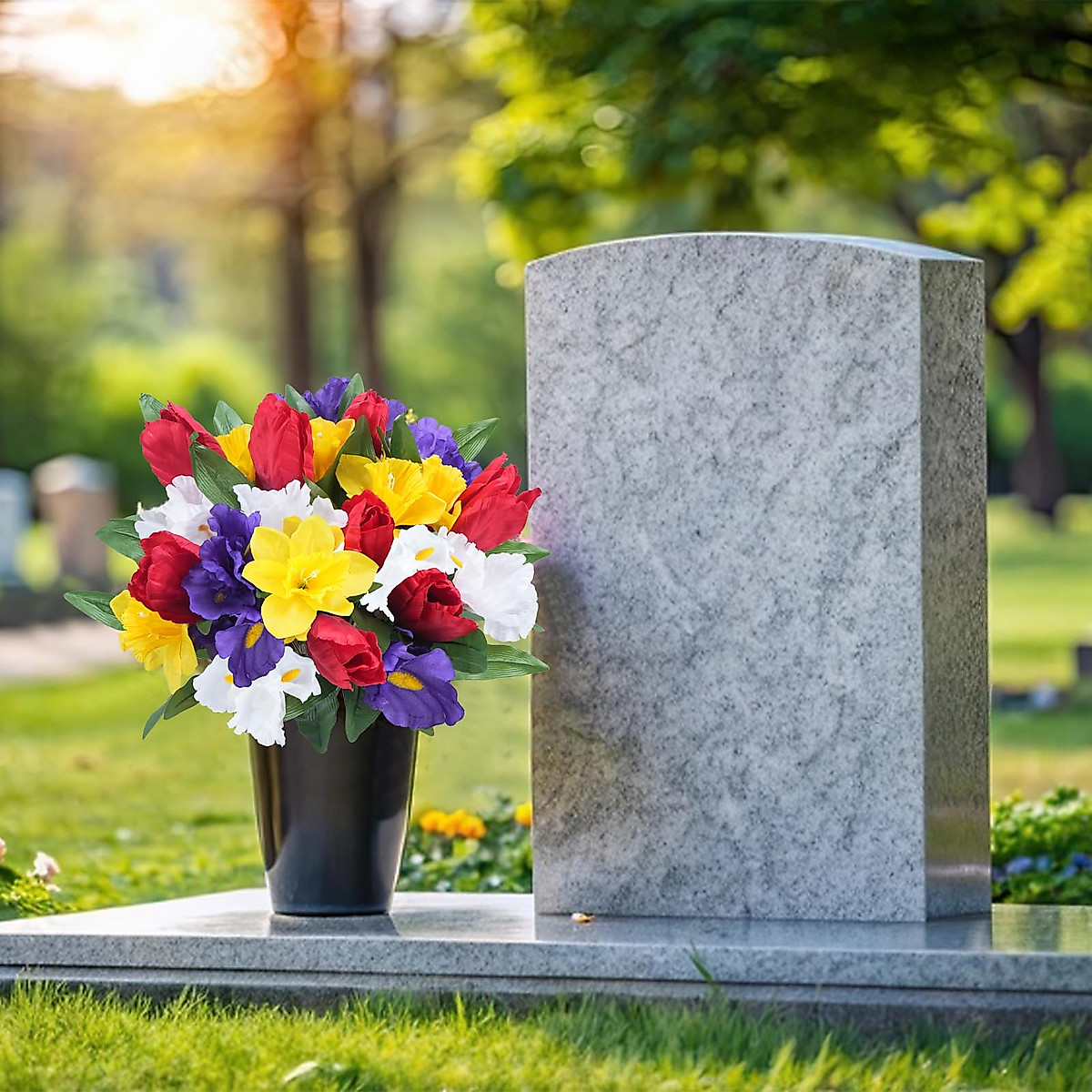 MHMJON 6Pcs Tulips Artificial Flowers Real Touch Tulips Bouquet Orange Silk Flower Arrangements for Easter Spring Party Wedding Home Table Centerpieces Office Garden DIY Floral Decor