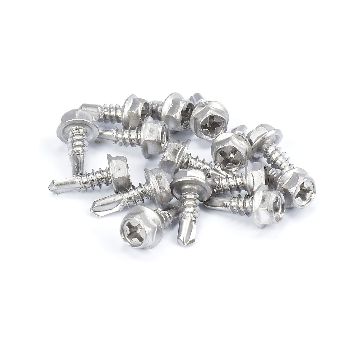 THE CIMPLE CO #8 Size, 1/2" Length (13mm) - Self Tapping/Drilling Screw - 410 Stainless Steel (Exceptional Wear and Very Corrosion Resistant) - Hex and Phillips Head - 100pcs
