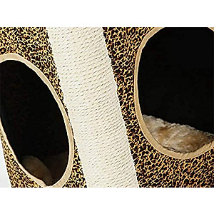 BORUIMA Cat Houses for Indoor Cats Tower House Combined with Cat Bed Cube, Peek Holes, Scratching Post & Dangling Toy