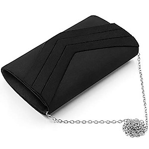 Milisente Clutch Purse for Women, Suede Envelope Evening Purses Crossbody Shoulder Clutch Bag (Black)