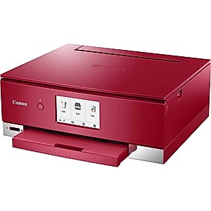 Canon TS8220 Wireless All in One Photo Printer with Scannier and Copier, Mobile Printing, Red, Works with Alexa