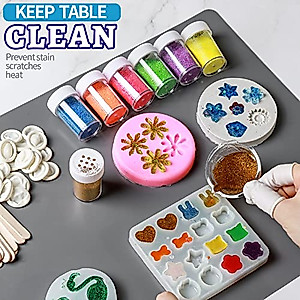 LEORBO Silicone Mat, 2 Pack Silicone Mats for Resin, 15.7"x 11.7" Silicone Sheets for Resin Molds, Silicone Mats for Crafts, Resin Paint Clay Mat, Gray & Clear Silicone Mat, Resin Casting Molds