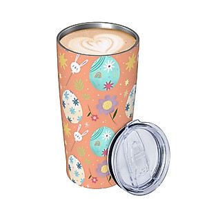 ayvcxui Happy Easter Day Colorful Eggs Stainless Steel Insulated Tumbler 20 Oz Water Bottle Coffee Mug Coffee Mug With Lid Straw Gifts