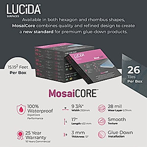Lucida Surfaces Luxury Vinyl Floor Tiles | Glue Down Adhesive Flooring | Textured Look Rhombus Shaped Tile | MosaiCore | Single Sample Tile