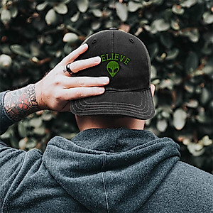 Richardson Trucker Mesh Hat Believe Alien B Embroidery Cotton Dad Hats for Men & Women Snapback Black Charcoal
