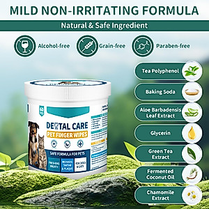 Teeth Cleaning Wipes for Dogs & Cats, Dog Tooth Brushing Kit Dog Dental Wipes, Reduces Tartar & Plaque Fresh Breath Dog Teeth Cleaning Finger Toothbrush, Disposable Gentle Dog Teeth Wipes, 120 Counts