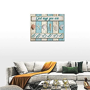 Ocean Nautical Canvas Wall Art Coastal Seashell Wall Decor Rustic God Says You Are Pictures Painting Prints Framed Modern Artwork Home Decor for Bathroom Living Room Bedroom 12"x16"