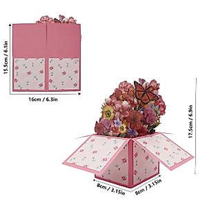 iLovepaper Happy Birthday Card, Birthday Pop Up Card, Handmade Birthday Cake Cards, 3D Birthday Greeting Cards, Happy Birthday Pop Up Cards (Flower 1)