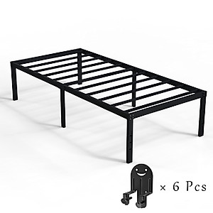 DiaOutro 18 Inch Twin Bed Frame Heavy Duty No Box Spring Needed Metal Platform with Non Slip Mattress Gaskets