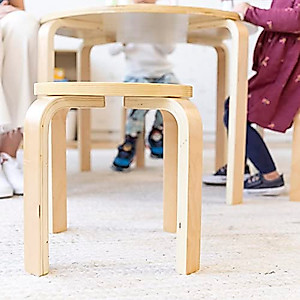ECR4Kids Bentwood Round Table and Stool Set, Children's Furniture, Natural, 5-Piece
