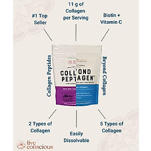 Collagen Peptides Powder - Naturally-Sourced Hydrolyzed Collagen Powder - Hair, Skin, Nail, and Joint Support - Type I & III Grass-Fed Collagen Supplements for Women and Men - 41 Servings - 16oz