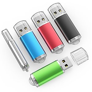 TOPESEL USB Flash Drive 5 Pack 64GB USB 2.0 Flash Drive Memory Stick USB Drive Jump Drive USB Storage Flash Drives Pen Drive Thumb Drives (5 Mixed Colors: Black Blue Green Red Silver)