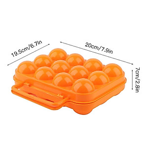 Plastic Egg Storage Box With Buckle Double Side Plastic Egg Tray Storage Box for Refrigerator and Cabinet Eggs Container with Handle and Lid for Protecting 12 Eggs 7.96.72.8Inch(Orange)