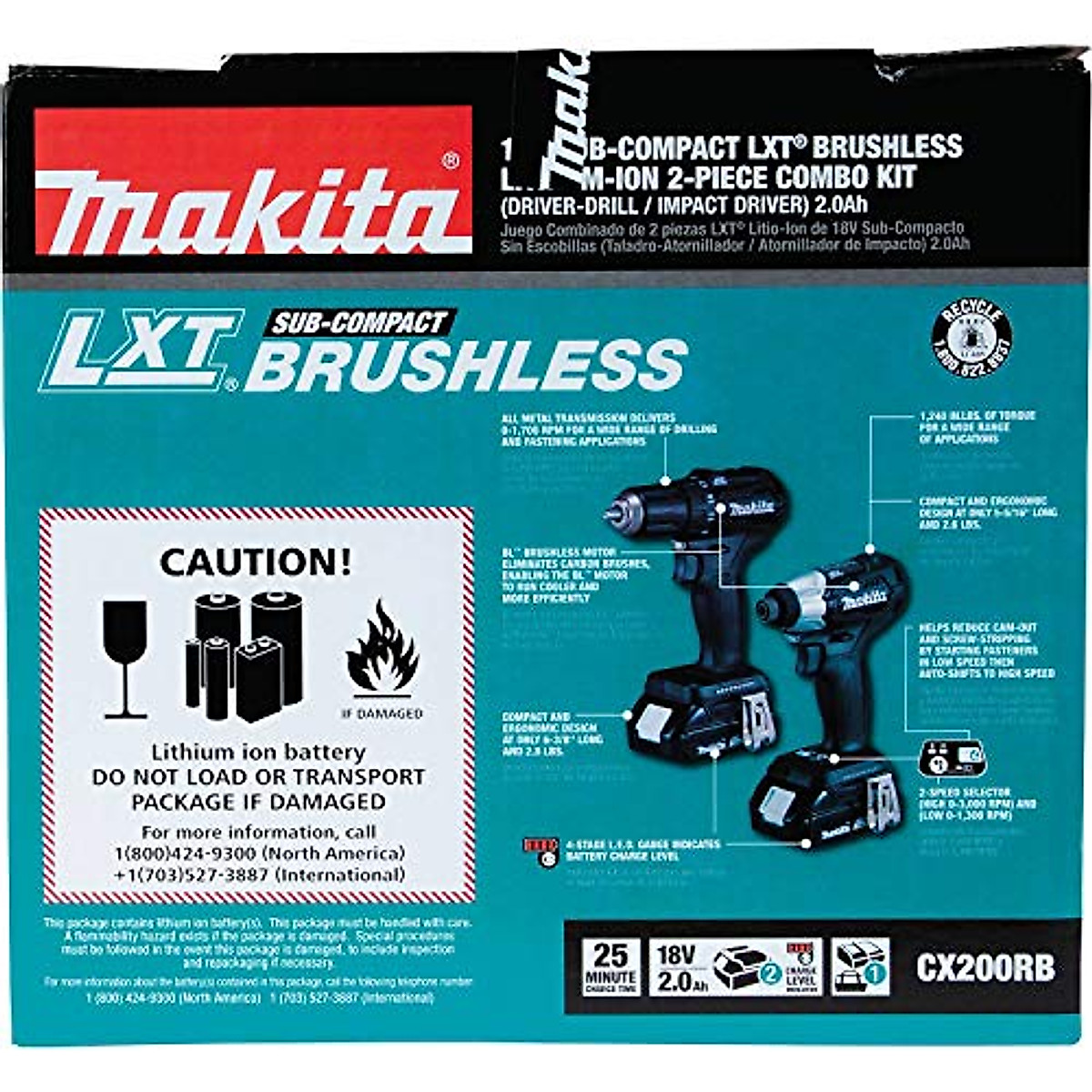 Makita CX200RB 18V LXT® Lithium-Ion Sub-Compact Brushless Cordless 2-Pc. Combo Kit (2.0Ah)