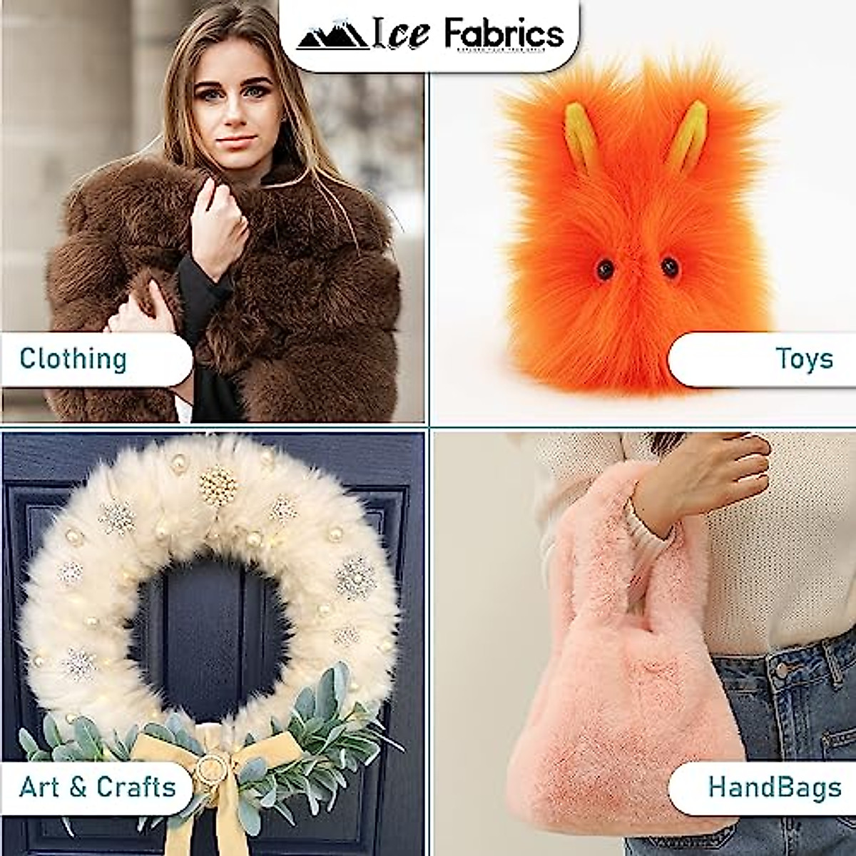 Ice Fabrics Faux Fur Fabric by The Yard - 60 Inches Wide Super Soft and Fluffy Shaggy Mohair Fur Fabric for Costumes, Apparel, Rugs, Pillows, Decorations and More - Mint - One Yard