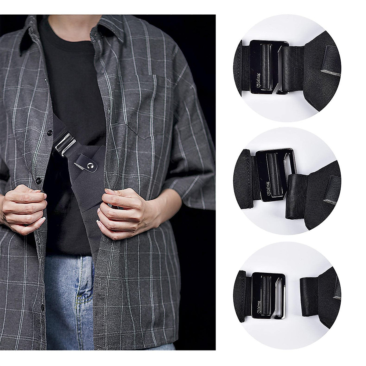 Fibrdoo Multi-pocket Chest Bag, Anti-Theft Shoulder Bag, Waterproof Sling Crossbody Bag, for Men/Women Outdoor Bicycle Hiking Jogging, Black