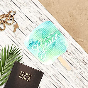 Swanson Christian Products Church Fans - Hand Held Parlor Fans for Adults - Hand Fans for Church Services - Amazing Grace - Pack of 10