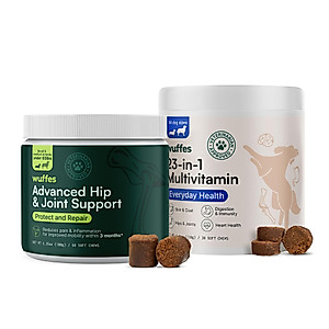 Wuffes Hip and Joint Supplement for and 23-in-1 Multivitamin Bundle for Dogs (Small & Medium Breed)