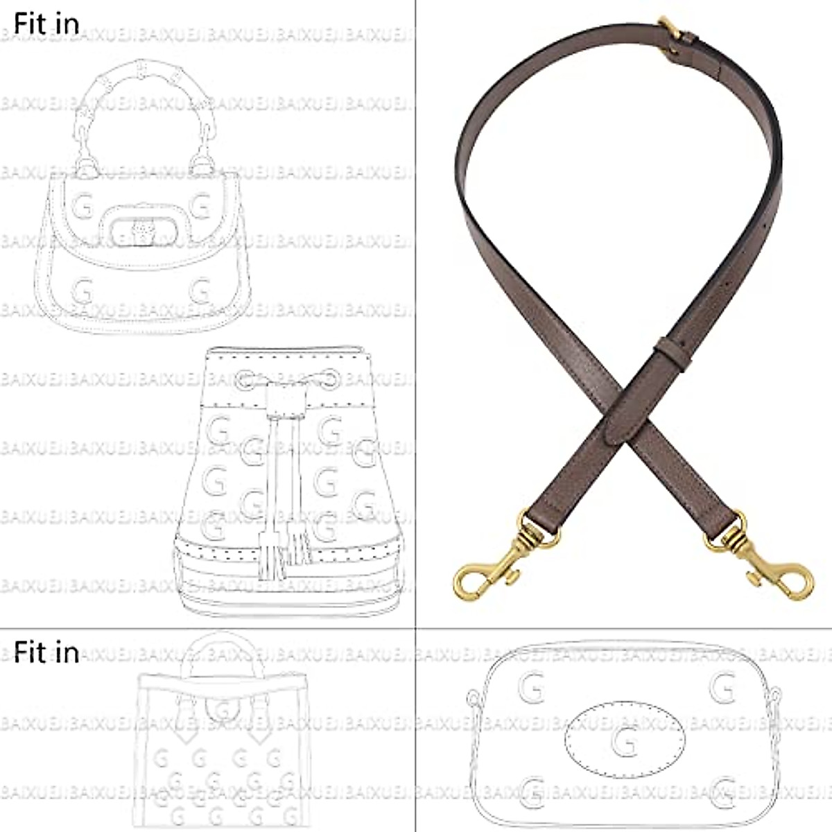 Retro Leather Shoulder Strap Crossbody Adjustable for Ophidia,Bamboo,Diana Junbo Series bags and Tote,Purse,Handbags Replacement Accessories