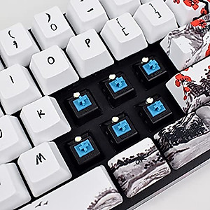 MOLGRIA Keycaps 71 Set for Gaming Mechanical Keyboard, Custom PBT OEM Profile Key caps Japanese Style with Keycap Puller for Cherry MX 71/61 60 Percent Keyboard(Plum Blossom)