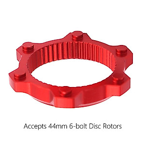 Saipe Aluminum Alloy Bicycle Centerlock Adapter 6-Bolt Disc Brake Rotor Adapter Center Lock Adapter with Lock Ring Hub Spacer Bicycle Accessories for Mountain/Road Bike 9/12/15mm hub axles (Red)