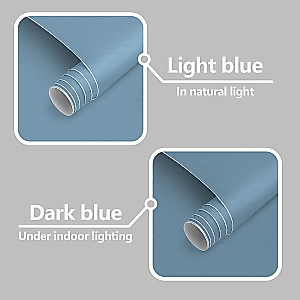 Nukofal Blue Wallpaper Peel and Stick Wallpaper Blue Contact Paper 17.7inch x 118.1inch Blue Waterproof Wallpaper Solid Self Adhesive Removable Wallpaper for Cabinet Kitchen Shelf Liner Vinyl Roll