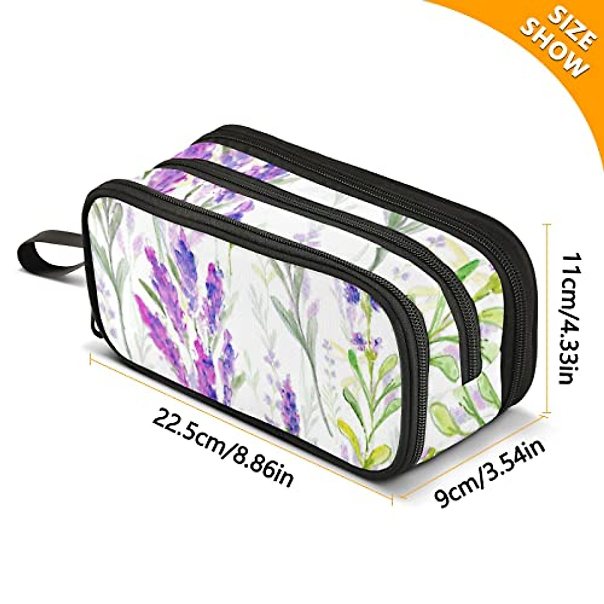 ALAZA Big Capacity Pencil Pen Case Office College School Large Storage Purple Lavender Spring(l1) Makeup Brush Pouch Holder Box Organizer(228cr1a)