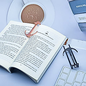 Anchor Book Page Holder Bookmark, Hands Free Reading Book Opener, Hold Books Open Tool, Classic Reading Accessories for Men Women Book Lovers, Elegant Rose Gold