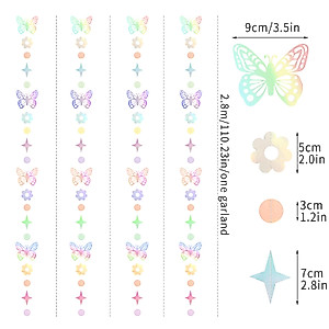 Iridescent Butterfly Girl-Birthday Party-Decorations Garland-Streamers - 52Ft Baby Shower Bachelorette Holographic Hanging Banner Decor,Engagement Garden Classroom Pastel Glitter Backdrop Huglony