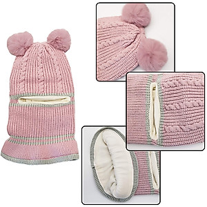 Kids Winter Hat Scarf Mitten Set, Unisex Infant Toddler Baby Girls Hat Scarf 2-5T (Pink)
