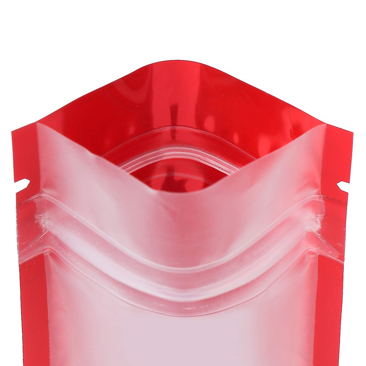 100 Translucent/Red Poly Resealable Stand Up Heat Sealable Reusable Pouch (5" x 7", Translucent/Red)