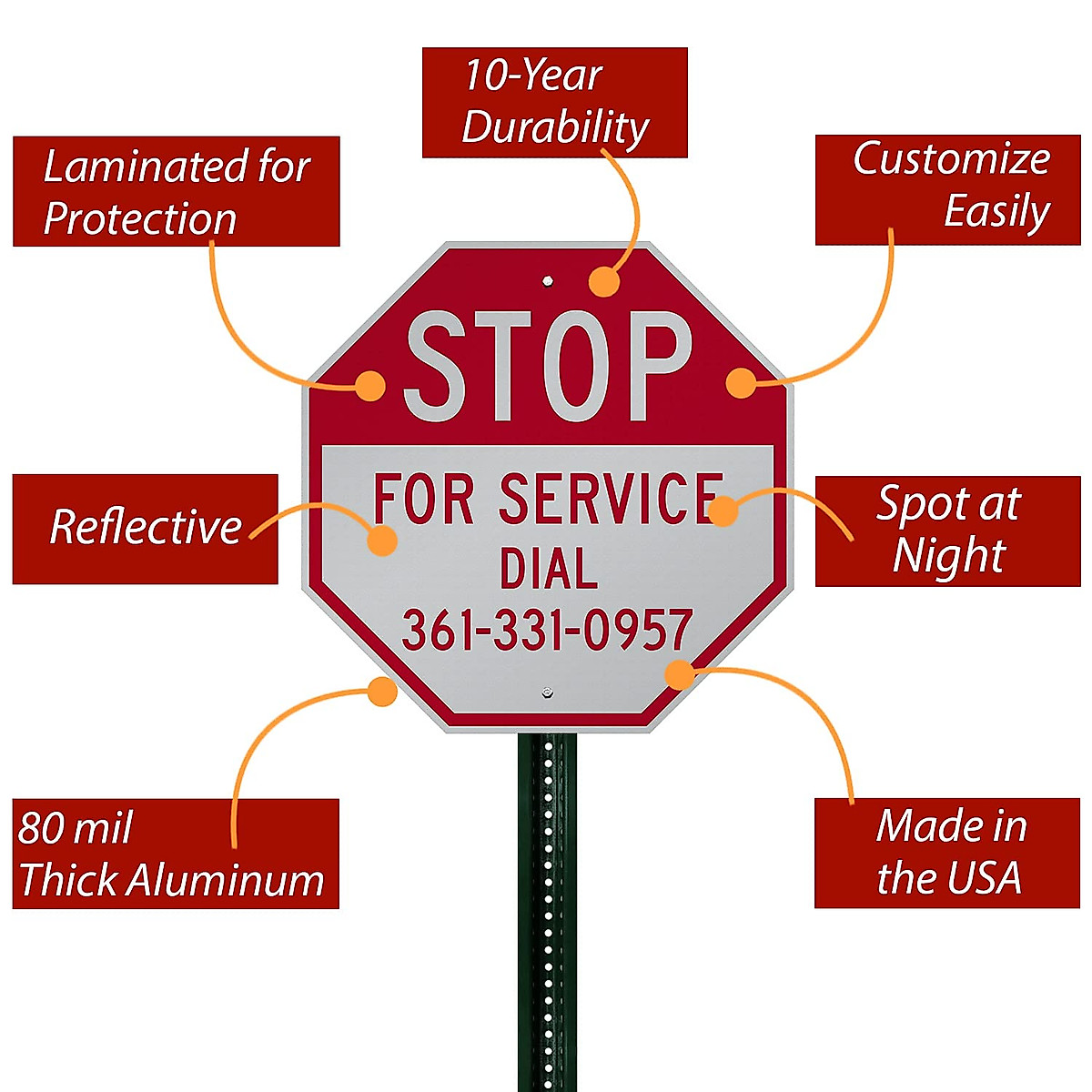 SmartSign Custom STOP Sign 18"x18" 3M Laminated EG Reflective 80 mil Aluminum, Personalized Metal Sign for Outdoor, Parking Lots, Gate, Garages, USA-Made