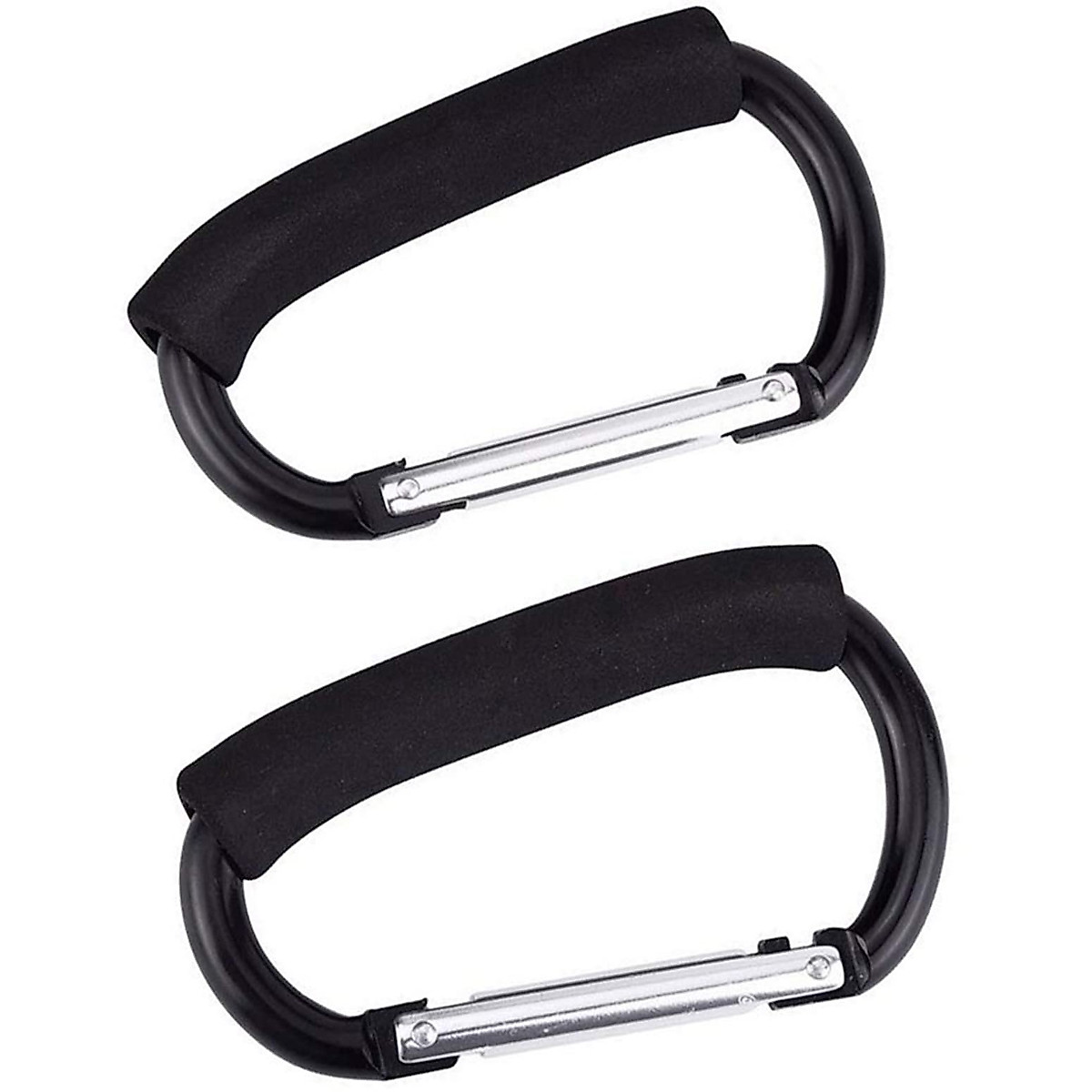 2 Packs Large Stroller Hooks, Aluminum Grocery Bag Handle Organizer Hook or Diaper Bags Holder- Black