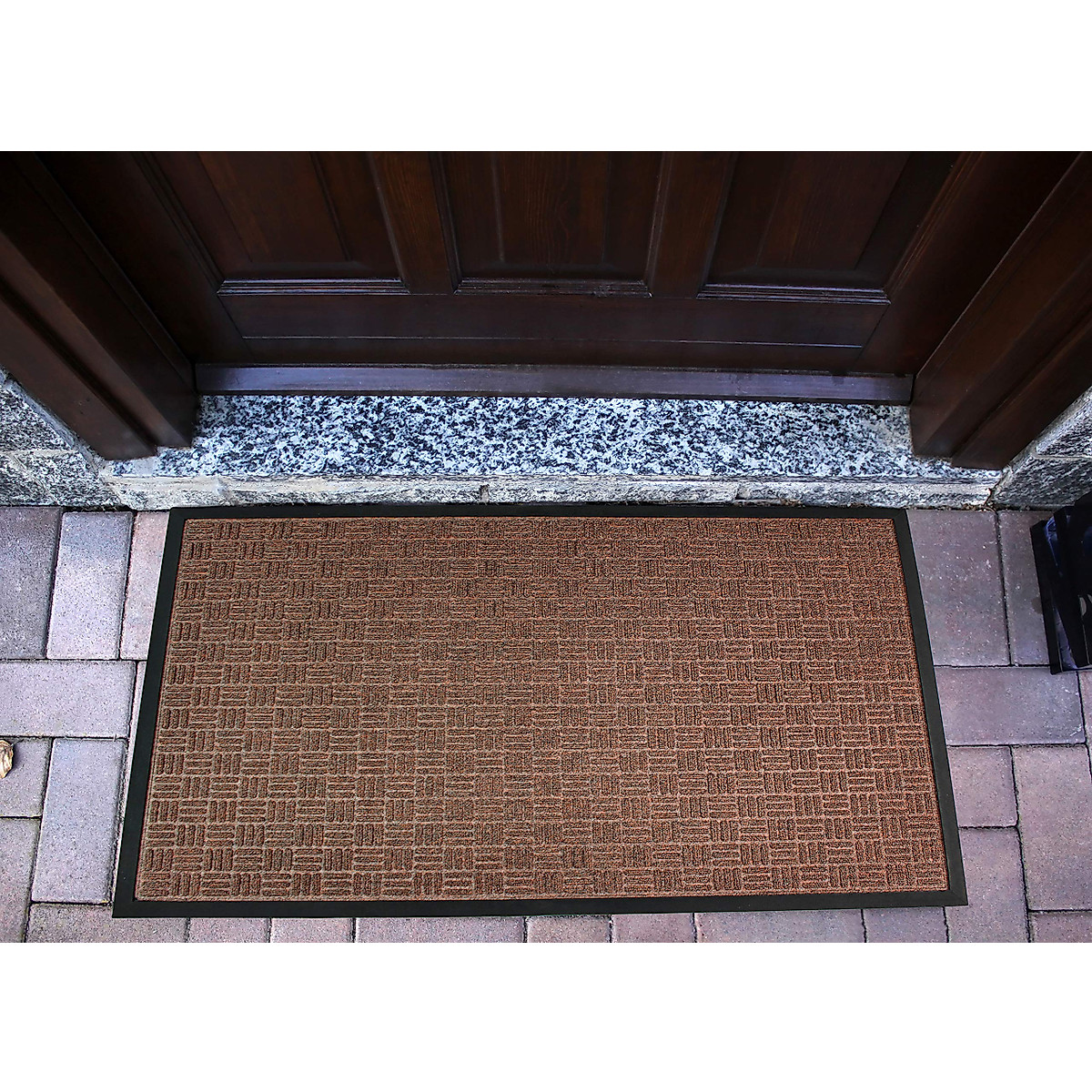 ULTRALUX Premium Indoor Outdoor Door Mat 35” x 59” Absorbent, Strong, Non-Slip Entry Rug Heavy Duty Rubber Backed Doormat, Brown Dirt Barrier Entrance Mat