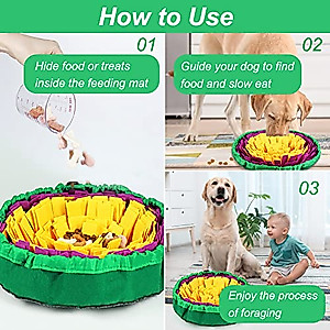 Vivifying Snuffle Mat for Dogs, Enrichment Dog Puzzle Toys for Slow Eating and Keep Busy, Adjustable Dog Sniff Mat Encourages Natural Foraging Skills and Mental Stimulation(Yellow Purple)