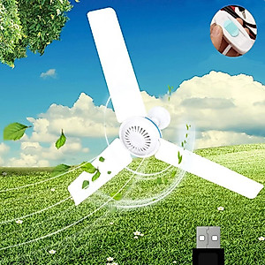 5V USB 19.7” Portable Ceiling Fan EXDOLL Mini USB Hanging Camping Tent Fans for Outdoor Gazebo Battery Powered Silent Design