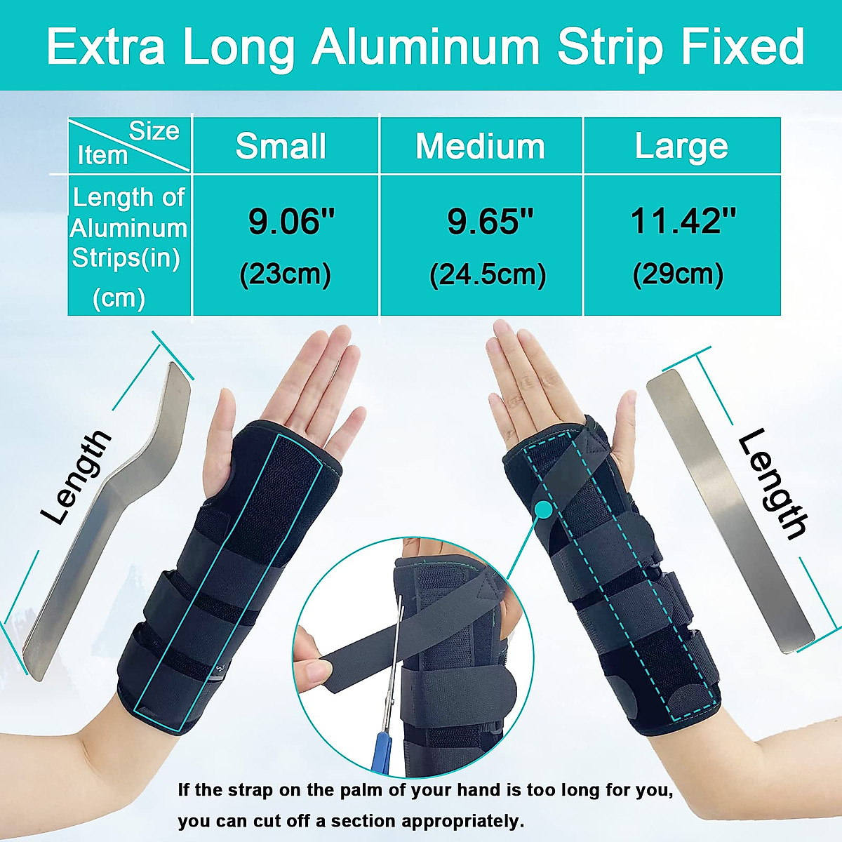 TANDCF Unisex Forearm and Wrist Support Splint Brace Double Fixation Wrist Brace for Carpal Tunnel,Adjustable Night Time Forearm Immobilizer Brace Splints,9.8 inch (25cm) length(LH/S)