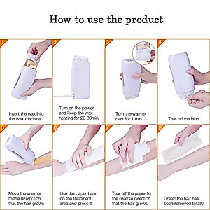 Portable Wax Warmer for Hair Removal Wax Roller Machine, Electric Depilatory Roll On Wax Heater Home Waxing Machine for Travel & At-home Waxing & SPA, blue