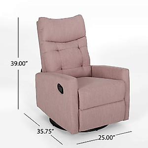 Great Deal Furniture Ishtar Contemporary Glider Swivel Push Back Nursery Recliner - Light Blush and Black Finish