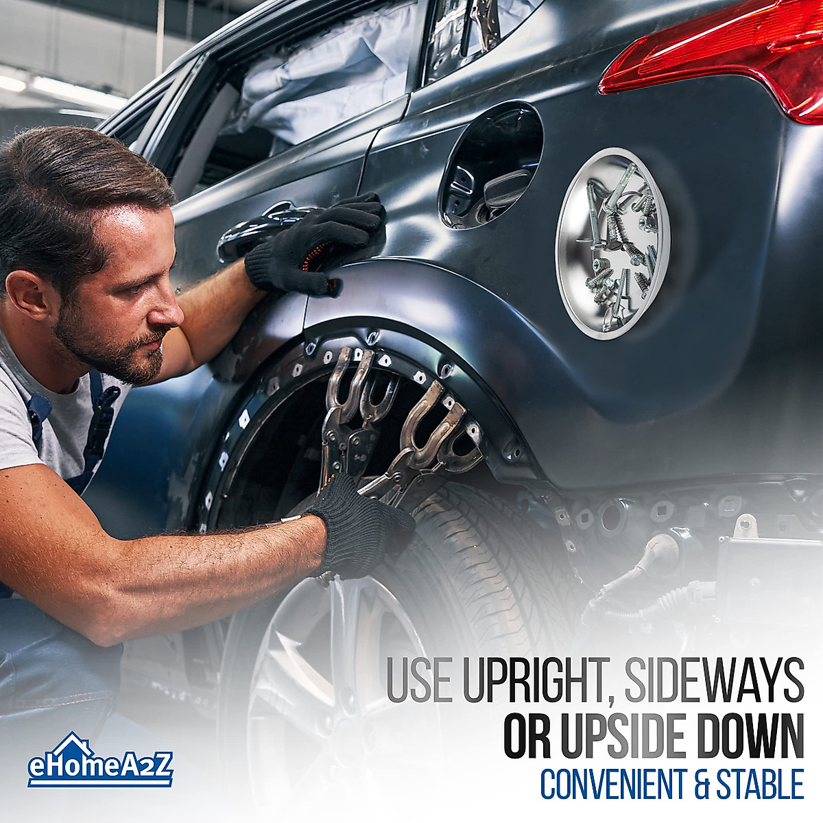 EHOMEA2Z Magnetic Bowl For Screws 3pc,Magnetic Bowls For Holding Nuts and Bolts, Small Parts,Pins,Tools,Plate,Dish,Set,Tray,Round (Set of 3)