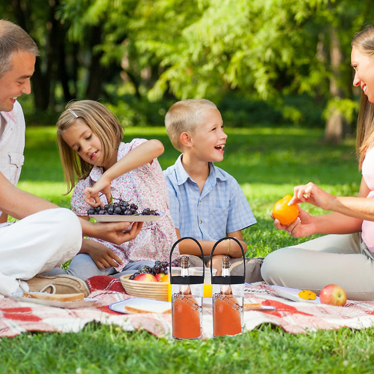 Pallesen 2 Pack Ice Wine Bag Portable Collapsible Clear Wine Pouch Cooler with Handle Wine Bottle Chiller Ice Bucket Tote for Outdoor, 750ml Standard Size Red Wine, White Wine, Cold Beer, Iced Drinks